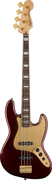 Fender Squier 40th Anniversary Jazz Bass Gold Edition Ruby Red Metallic ...